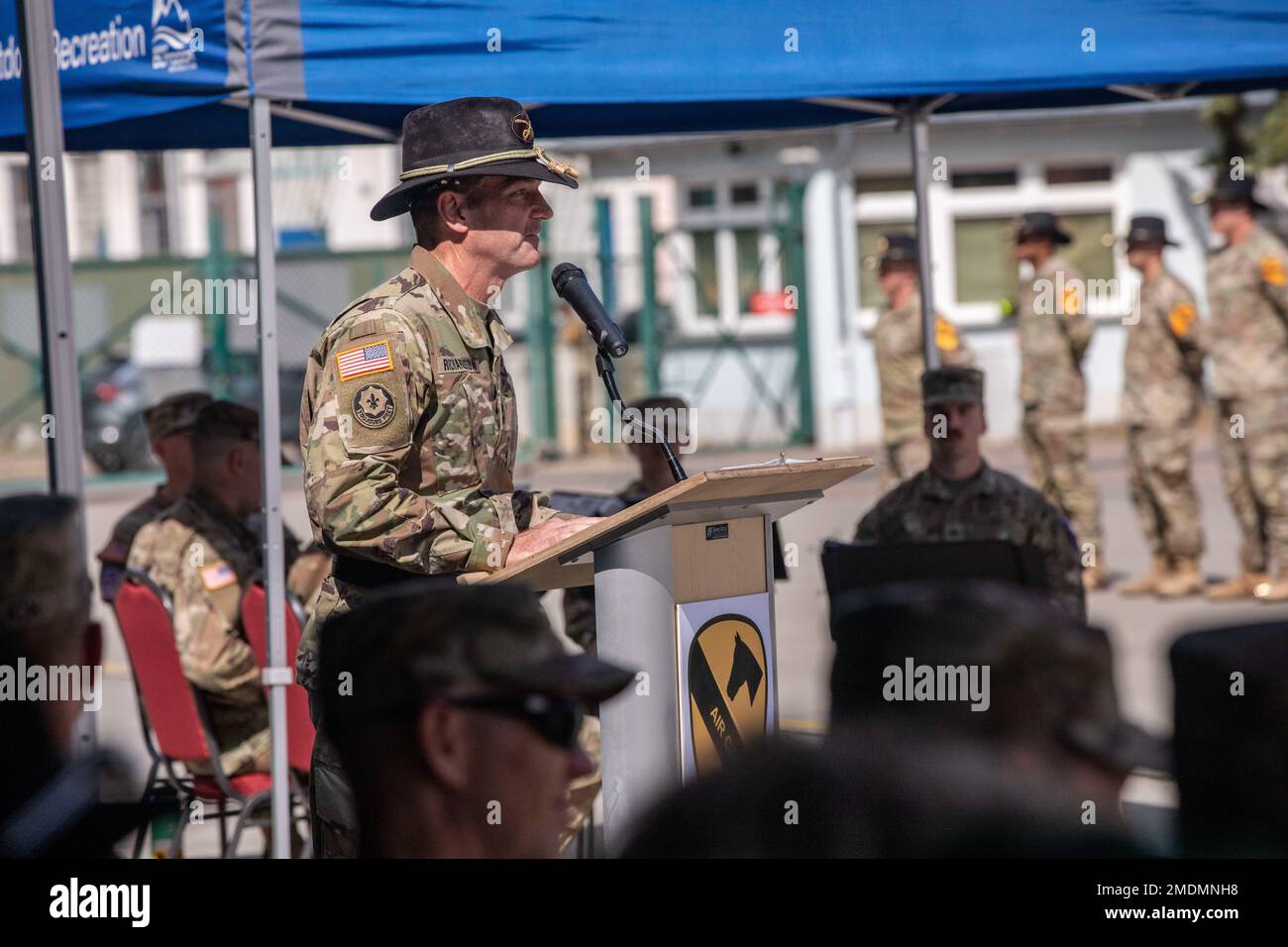 Maj. Gen. John B. Richardson provides remarks as the officiating ...