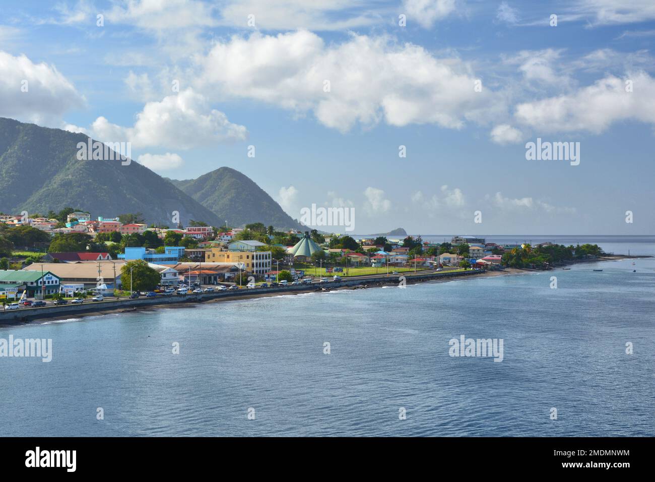 Shoreline of Roseau city by the port on Dominica island, Caribbean ...