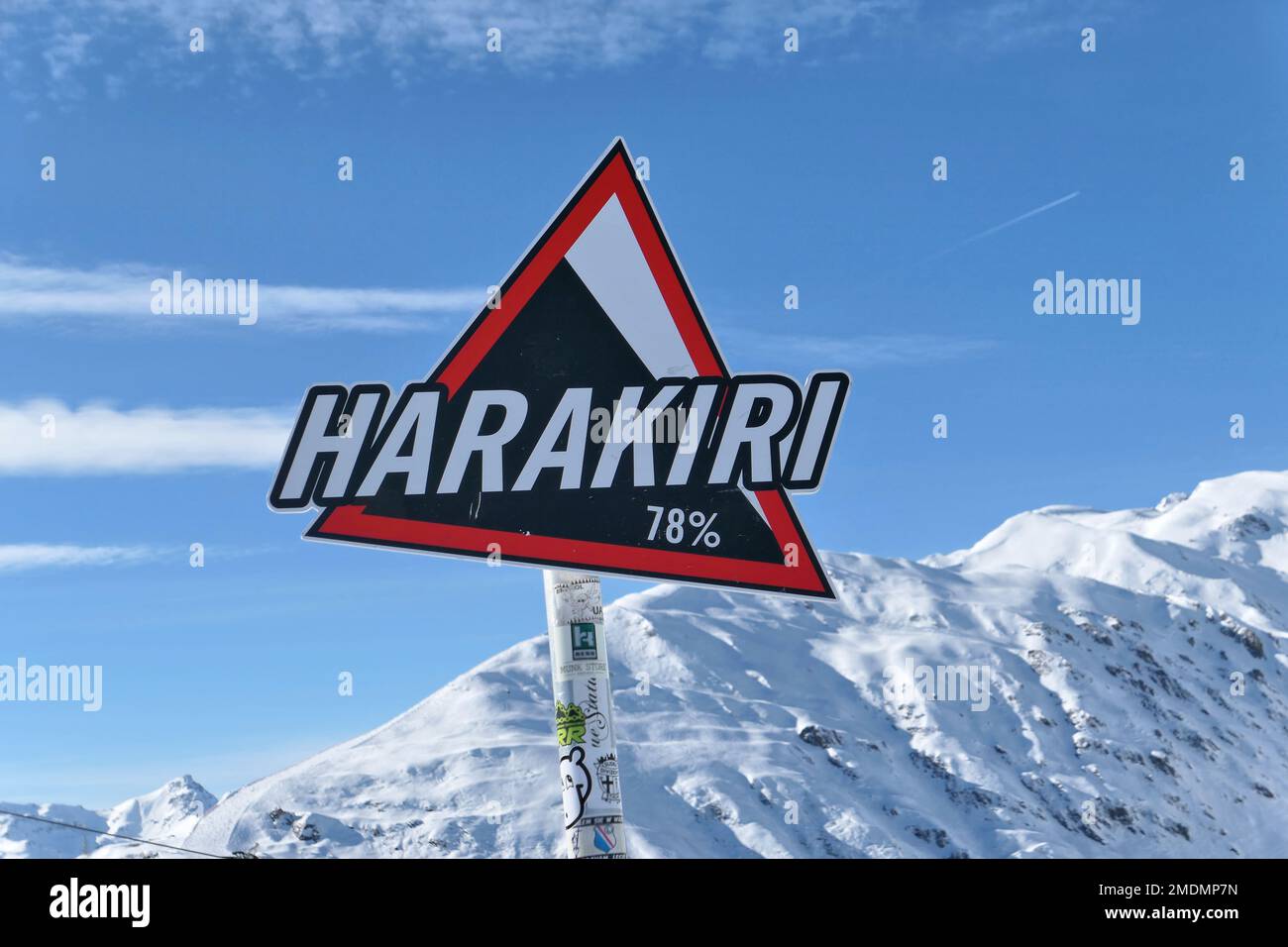 Mayrhofen, Austria - March 12, 2019: Harakiri the steepest ski slope in ...