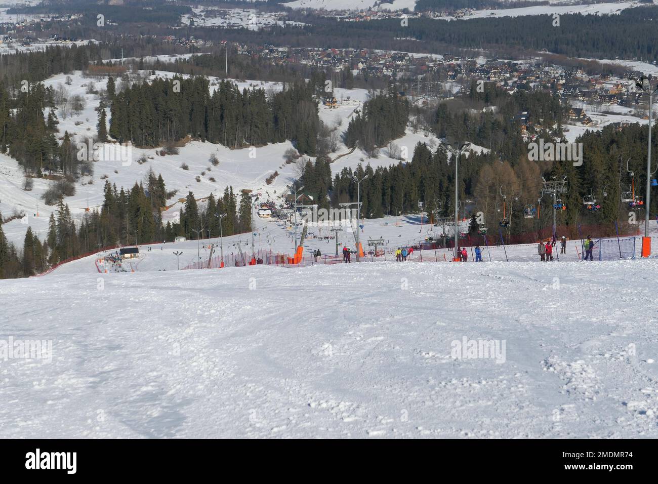 Ski resort Kotelnica in Bialka Tatrzanska. Ski lift and slope Stock ...