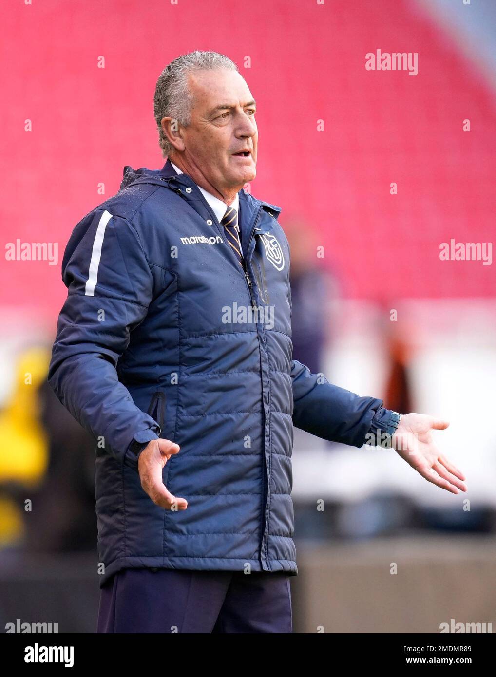 Ecuador's coach Gustavo Alfaro gestures during a World Cup Qatar 2022 ...