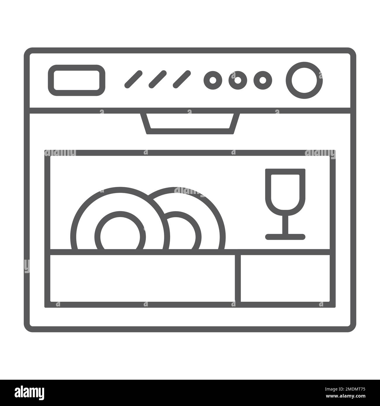 Dishwasher thin line icon, appliance and kitchen, household sign ...