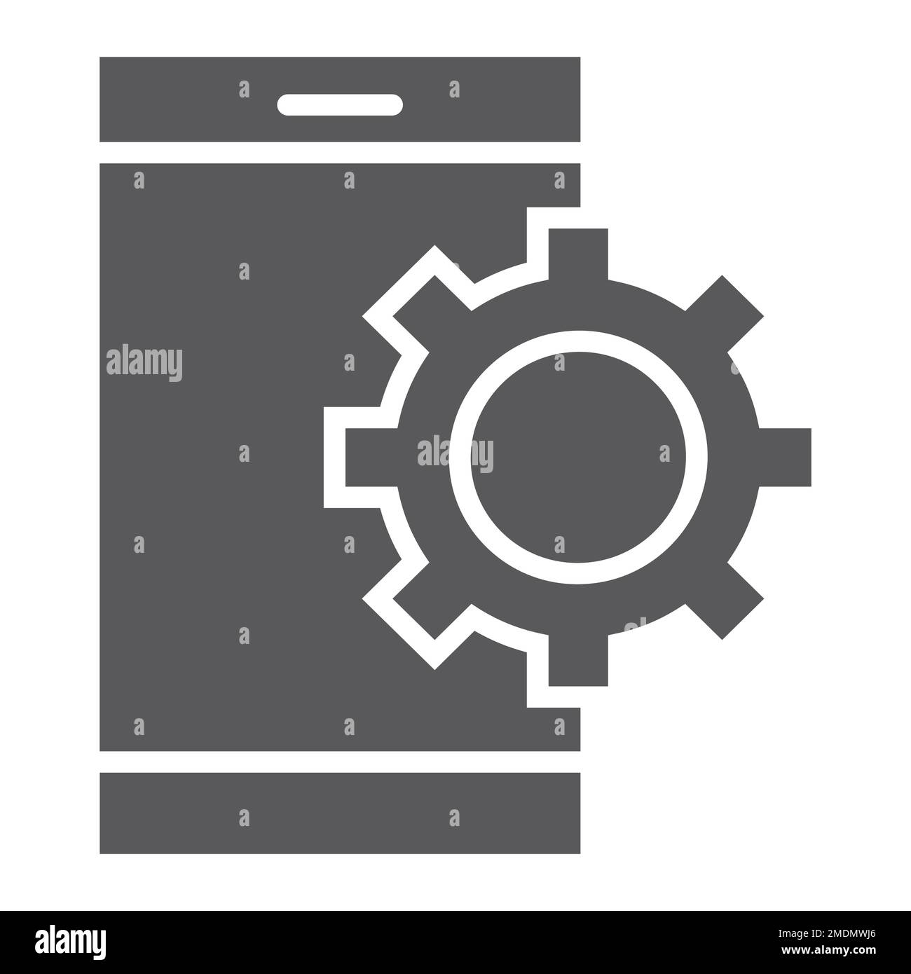 App settings glyph icon, technology and smartphone, cogwheel sign ...