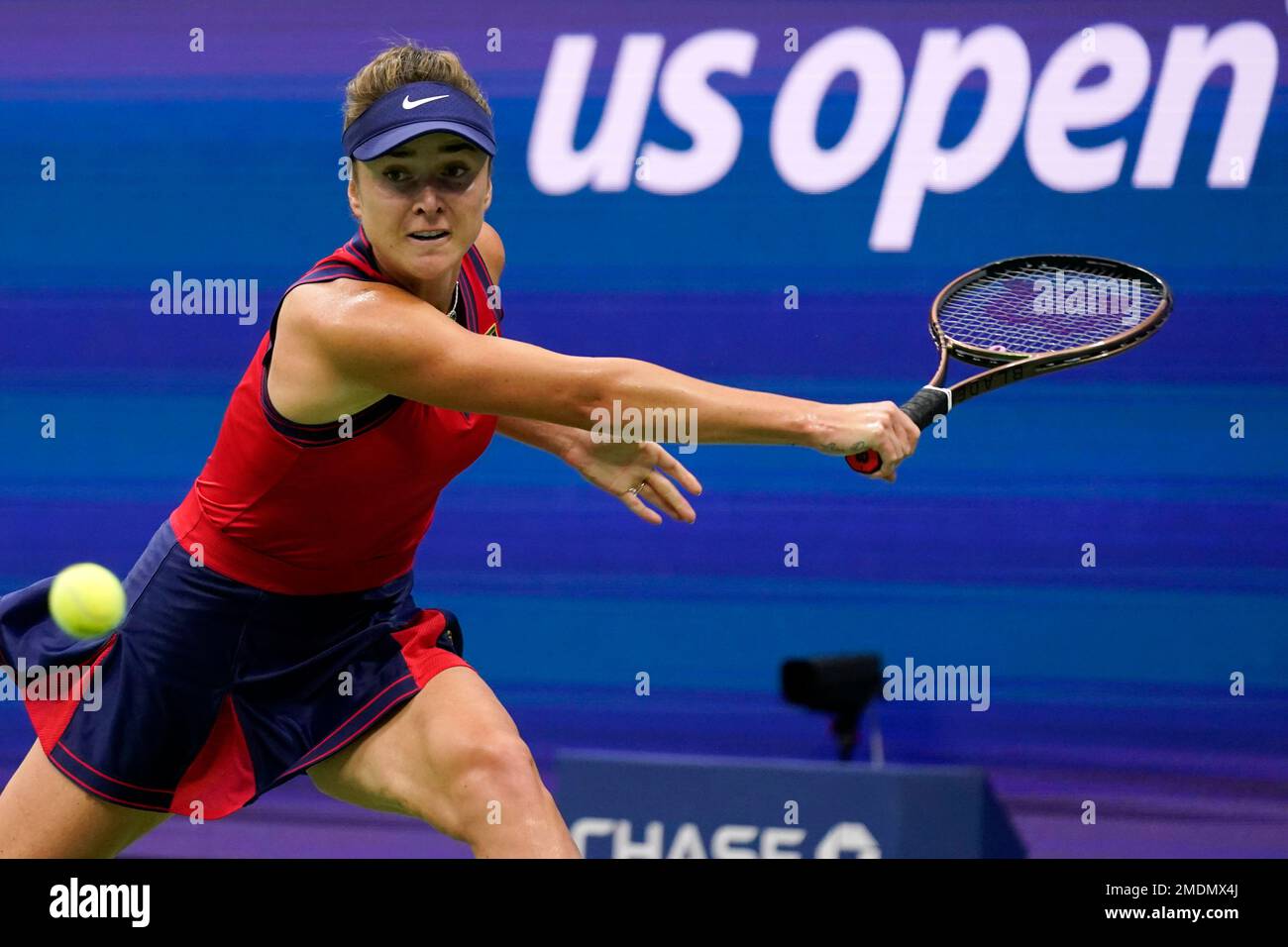 Elina Svitolina, of Ukraine, returns to Simona Halep, of Romania ...