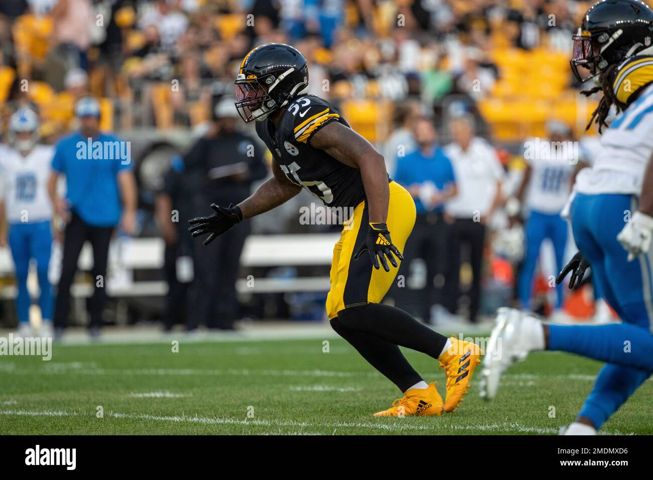 Pittsburgh Steelers linebacker Devin Bush (55) lines up before the snap ...
