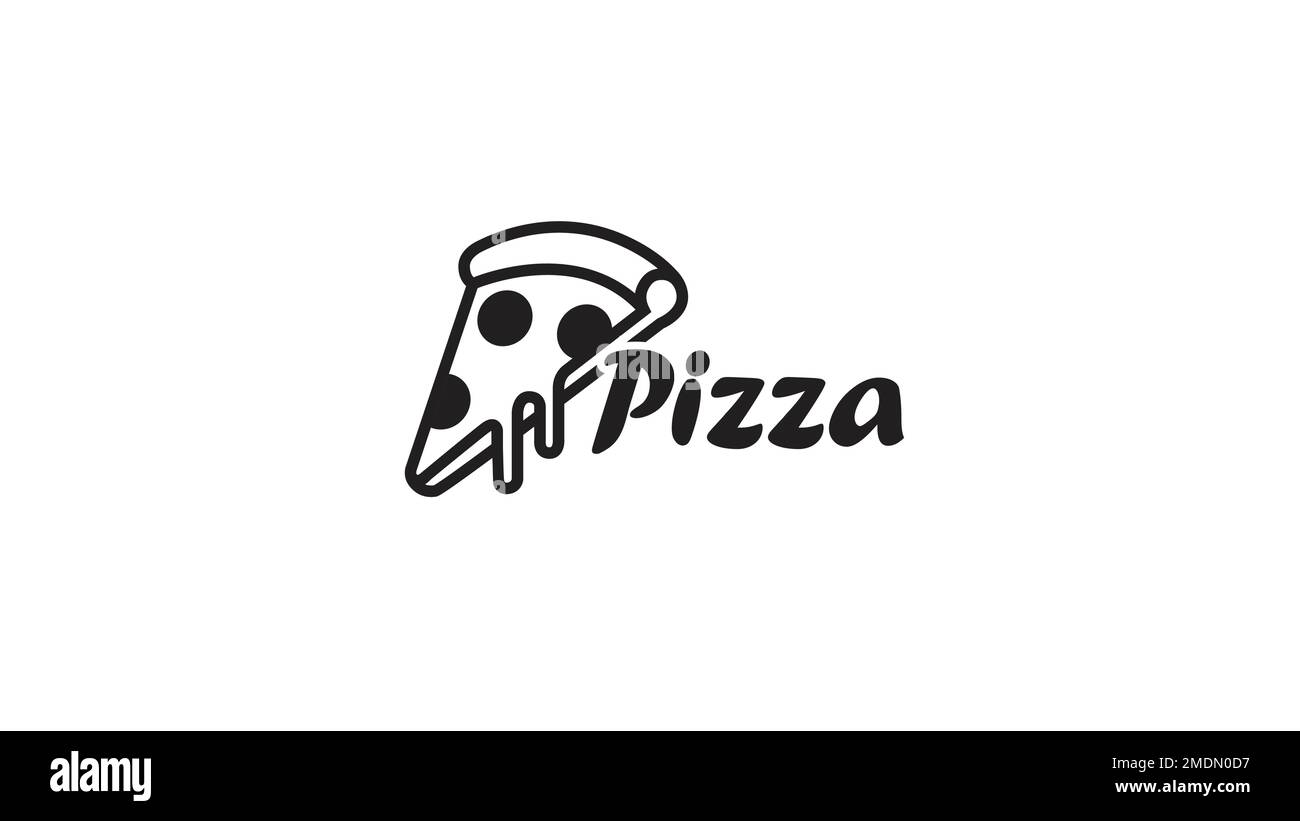 creative black pizza logo vector design illustration Stock Vector Image ...