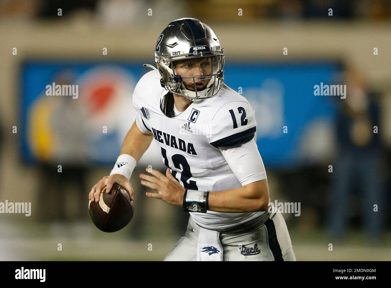 Nevada Wolf Pack quarterback Carson Strong (12) looks to pass the ball ...