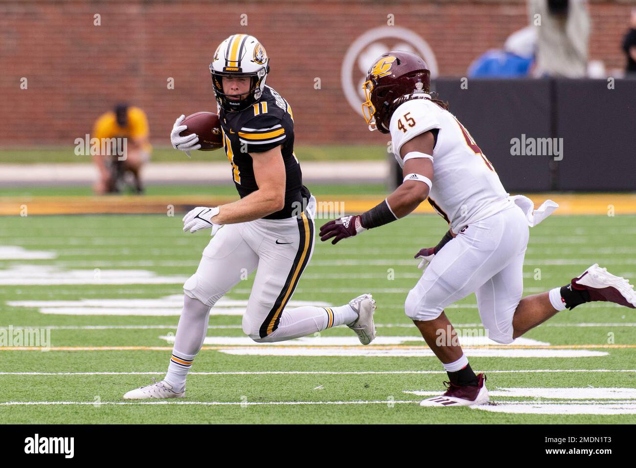 Missouri wide receiver Barrett Banister, left, runs past Central ...