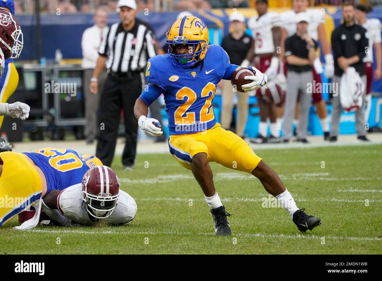 Pittsburgh running back Vincent Davis (22) plays against Massachusetts ...