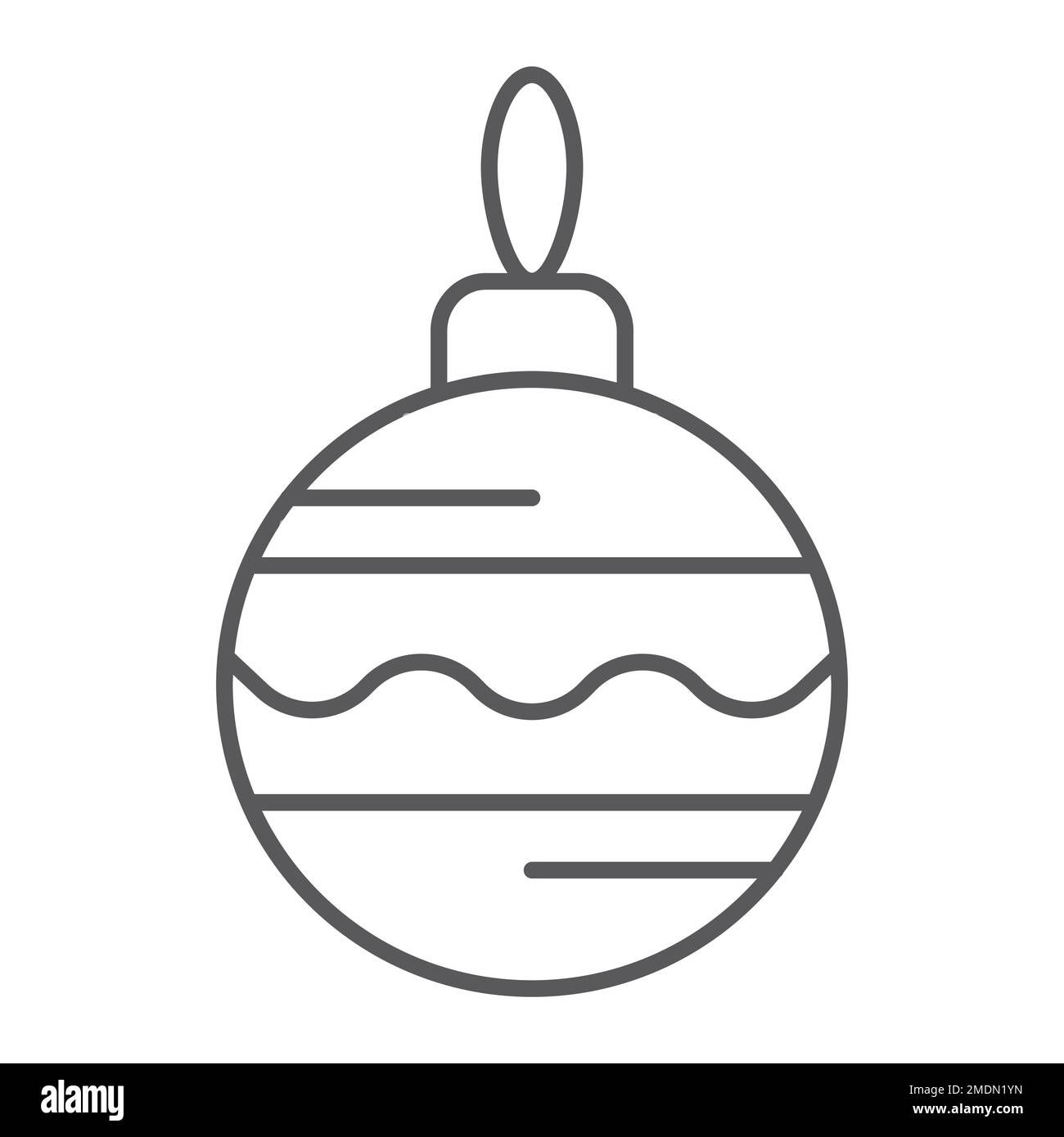 Christmas tree ball thin line icon, xmas and decoration, bauble sign ...