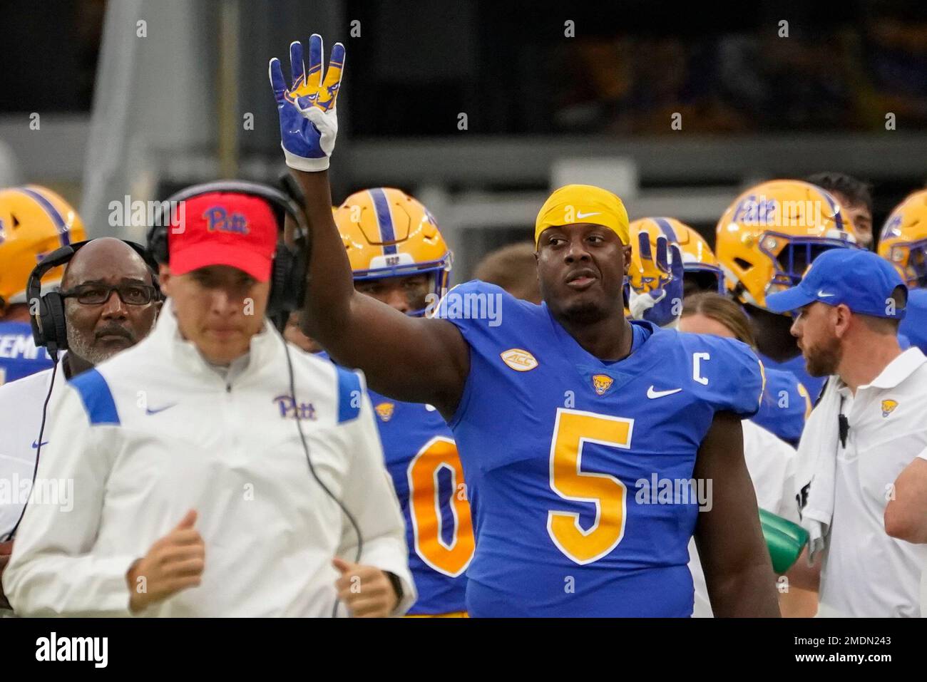 Pittsburgh defensive lineman Deslin Alexandre (5) during the second ...