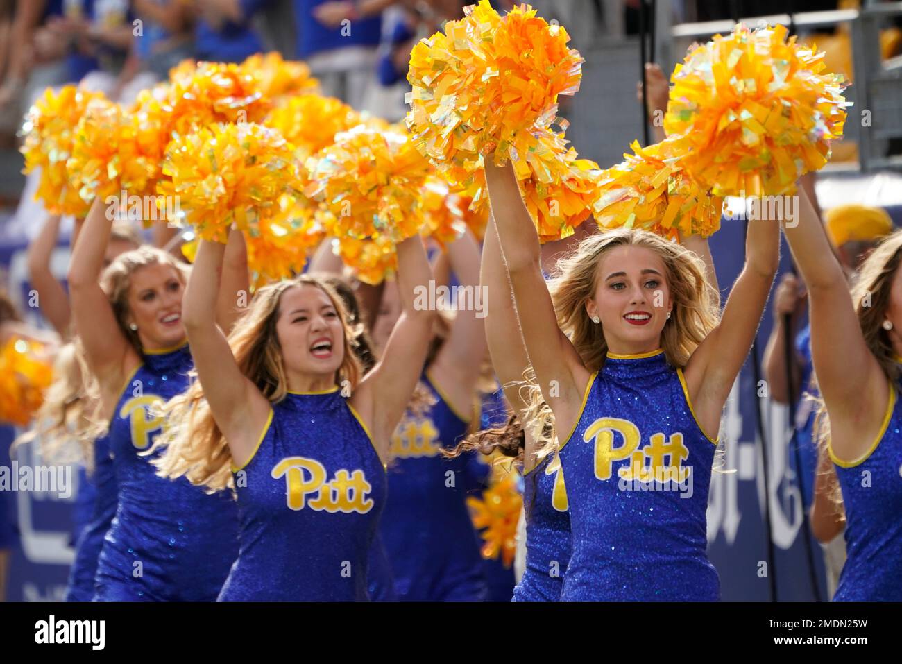 Pittsburgh cheerleaders celebrate after the team scored a touchdown ...
