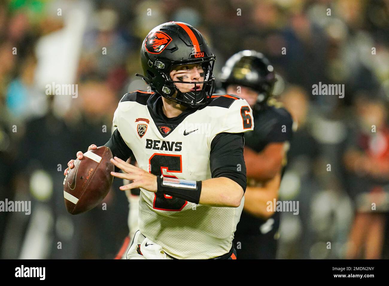 Oregon State quarterback Sam Noyer (6) throws against Purdue during the ...