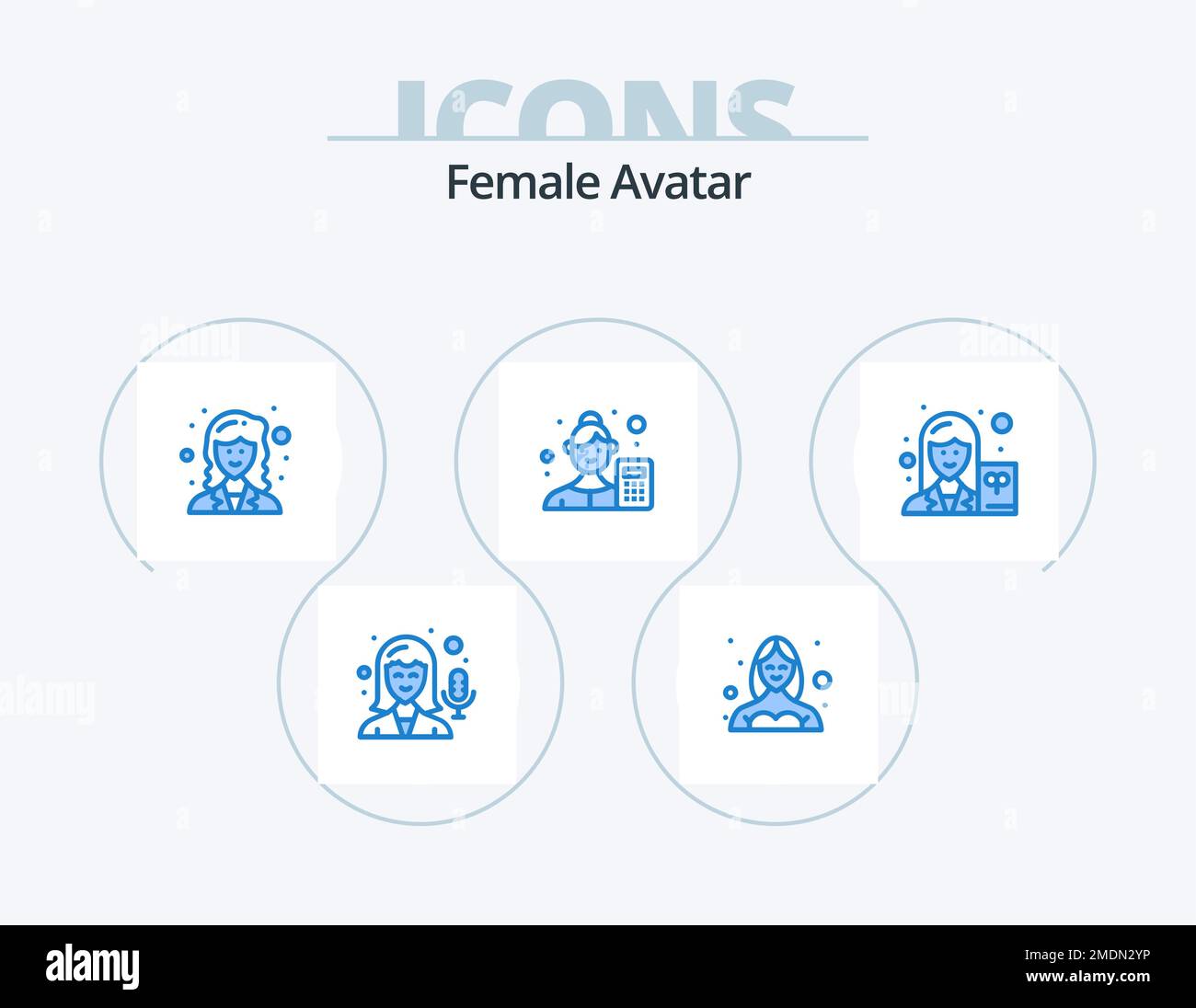 Female Avatar Blue Icon Pack 5 Icon Design. female. business analyst ...