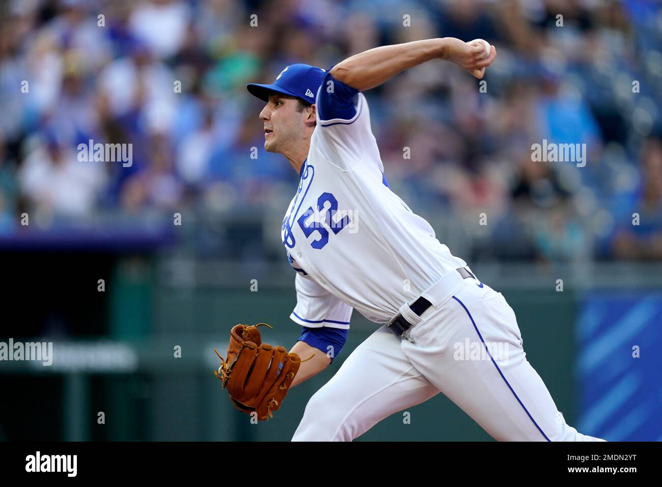 Kansas City Royals starting pitcher Daniel Lynch throws during the ...