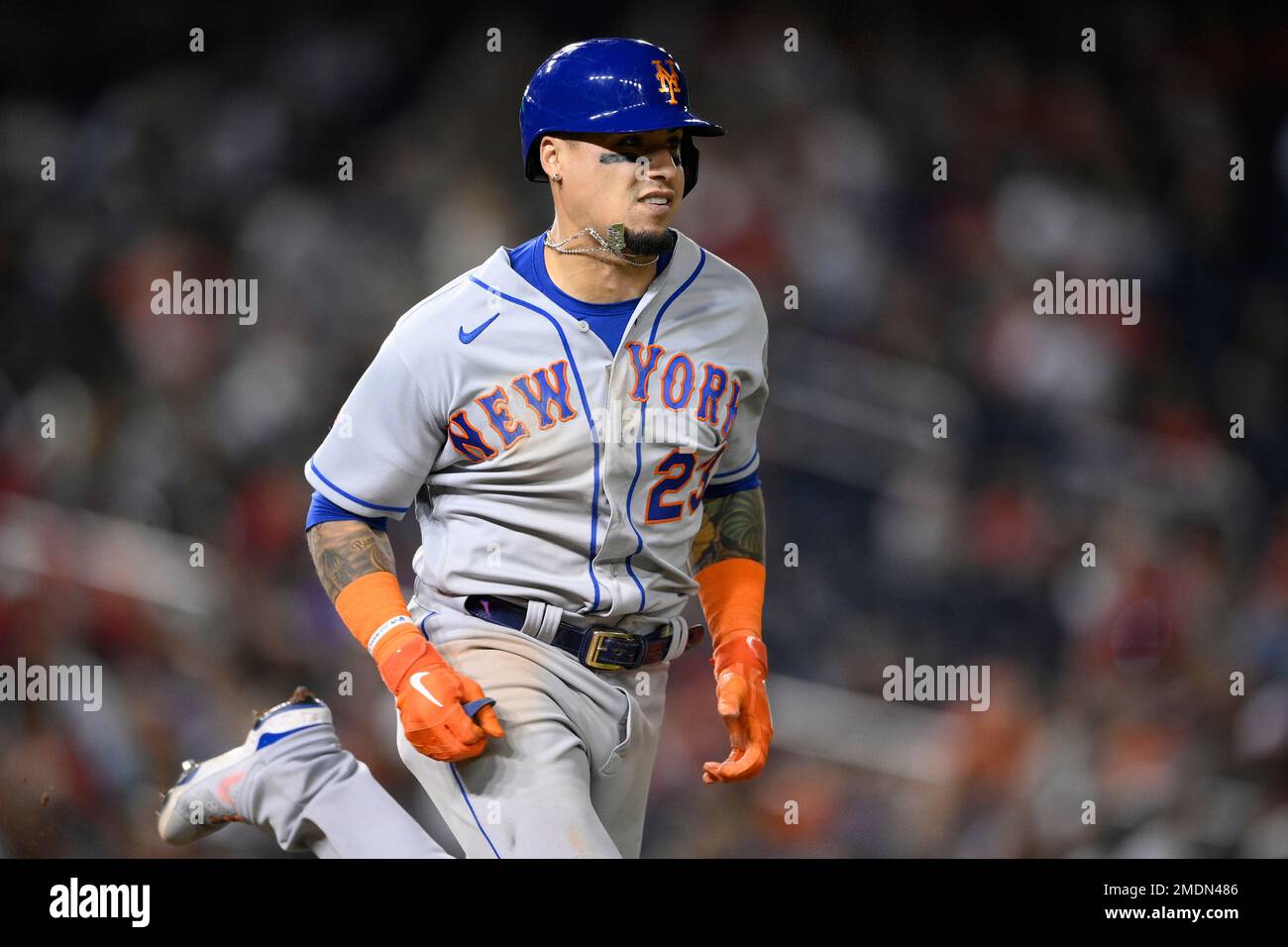 New York Mets' Javier Baez in action during a baseball game against the ...