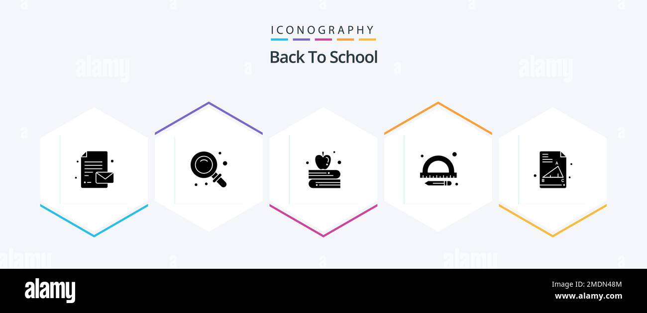 Back To School 25 Glyph icon pack including . exam paper. apple on book ...