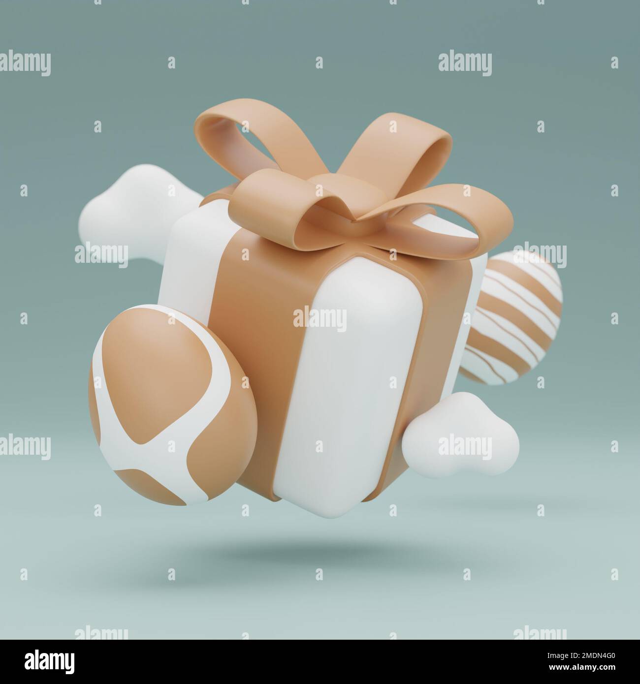 easter gold egg gift box levitation 3d illustration Stock Photo - Alamy