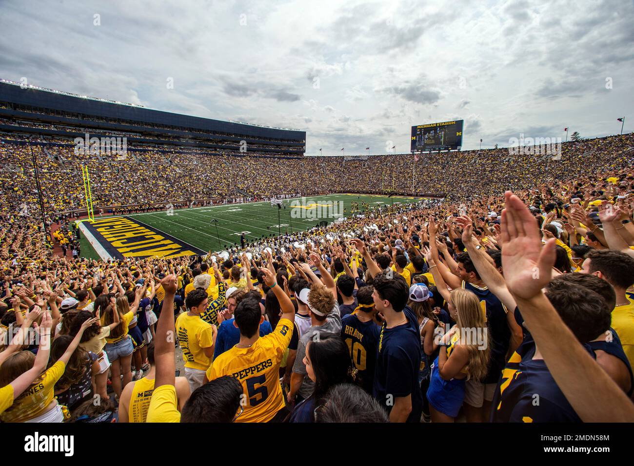 Michigan fans in the student section of Michigan Stadium in the second ...