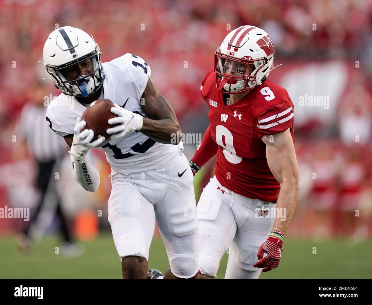 Penn State wide receiver KeAndre Lambert-Smith (13) makes a reception ...