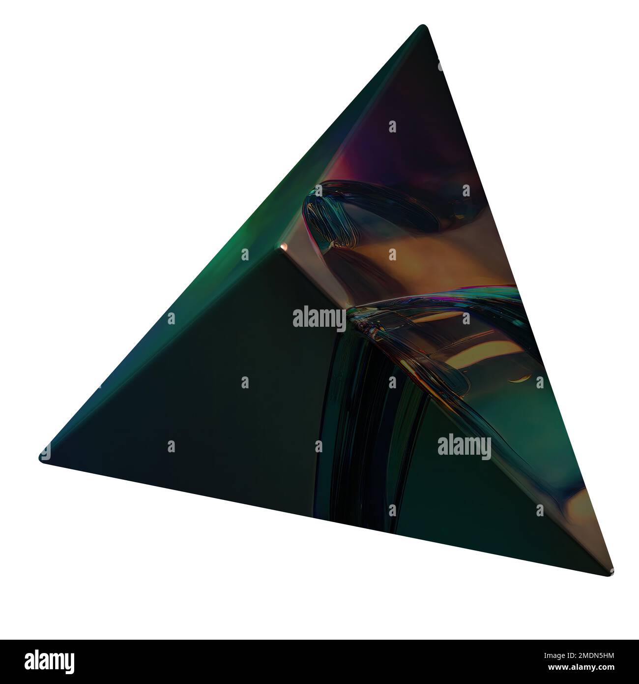 Green metallic pyramid shaped solid geometry Abstract, dramatic ...