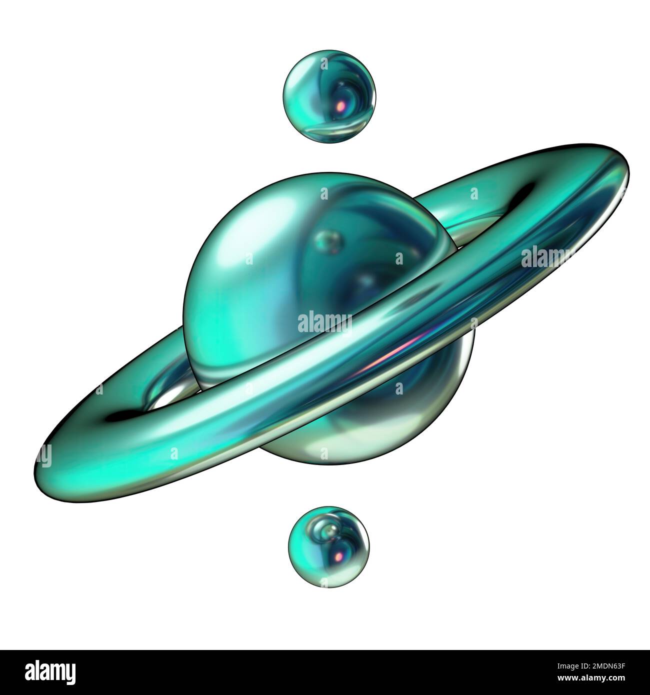 Green metallic Saturn model-like contemporary art geometry Abstract ...