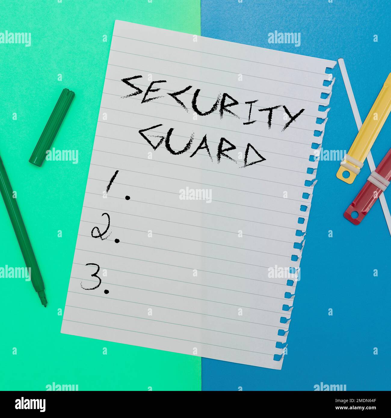 Text sign showing Security Guard. Internet Concept tools used to manage ...