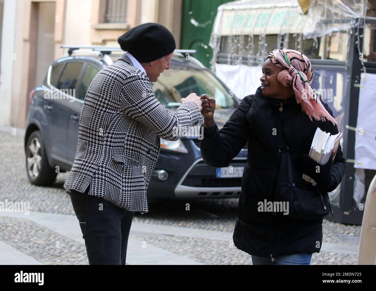Milan, It. 21st Jan, 2023. After lunch with his wife Joana Lemos from ...