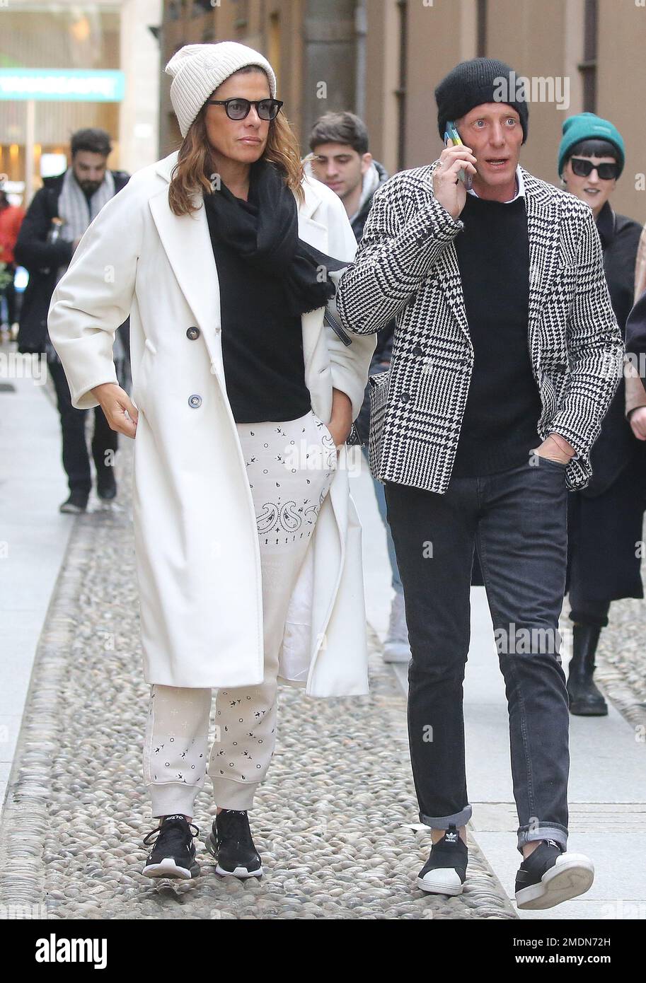 Milan, It. 21st Jan, 2023. After lunch with his wife Joana Lemos from Torre di Pisa in Brera ...