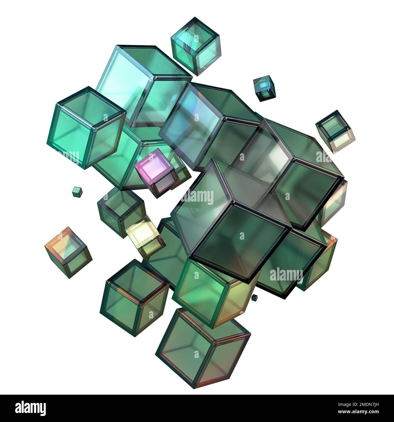 Green Scattered glassy box geometry Abstract, dramatic, passionate ...