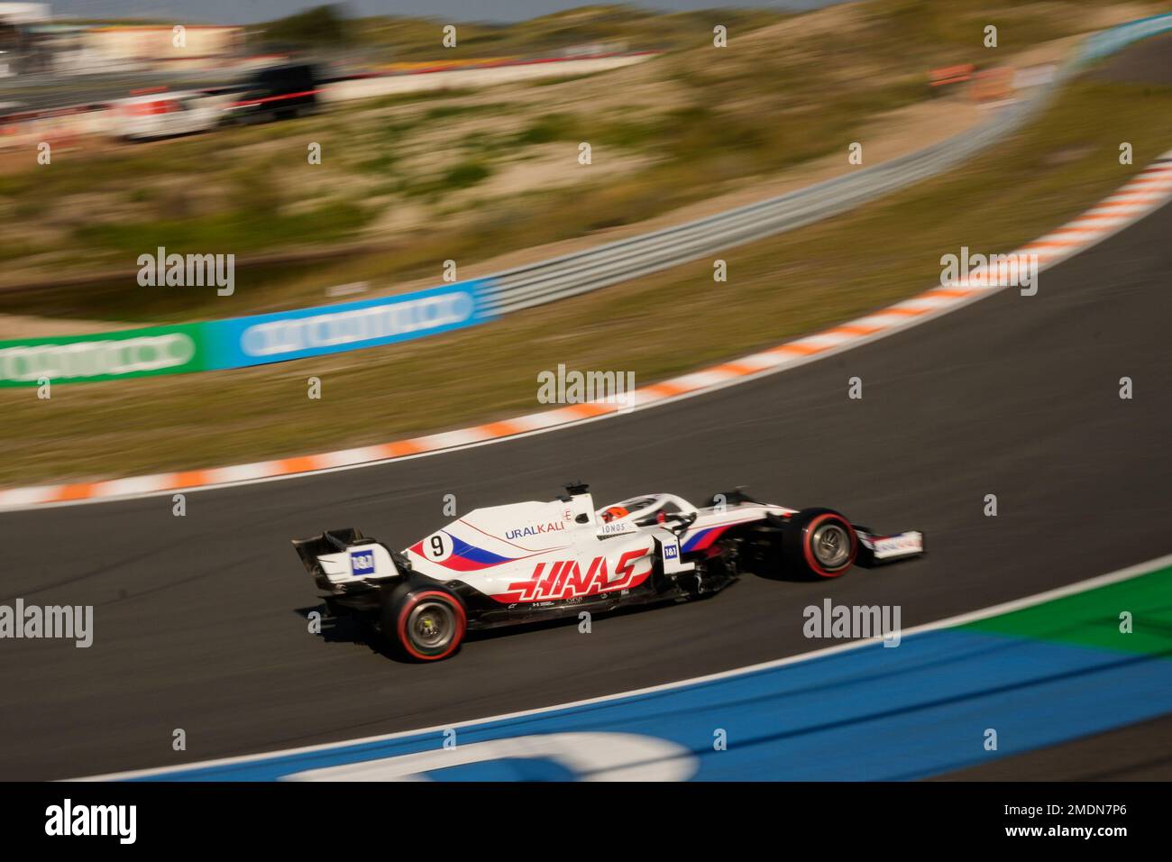 Haas driver Nikita Mazepin of Russia steers his car during the ...