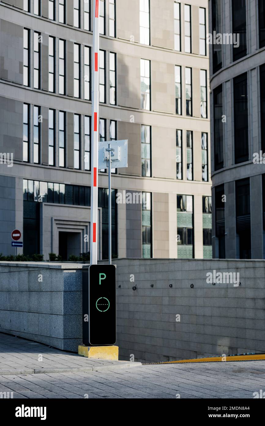 open parking barrier and CCTV access control for Security Stock Photo ...