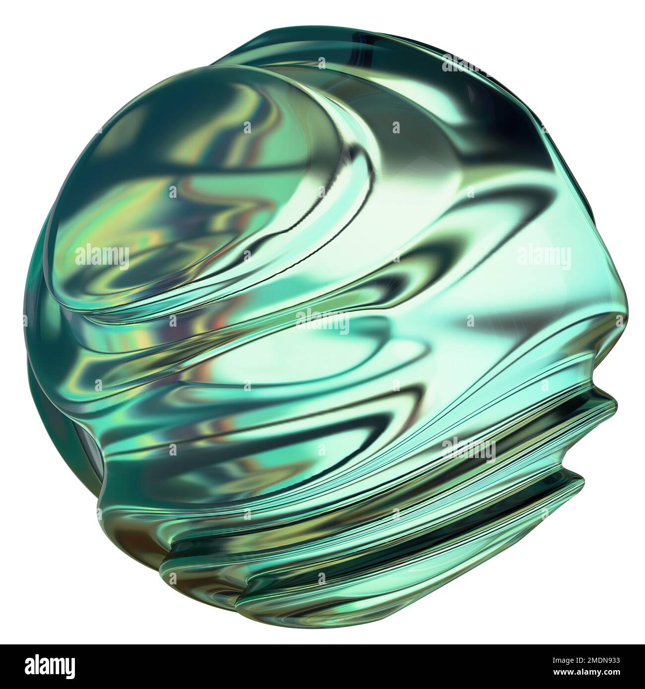 Green Sphere with organic wave-like pattern Abstract, dramatic ...