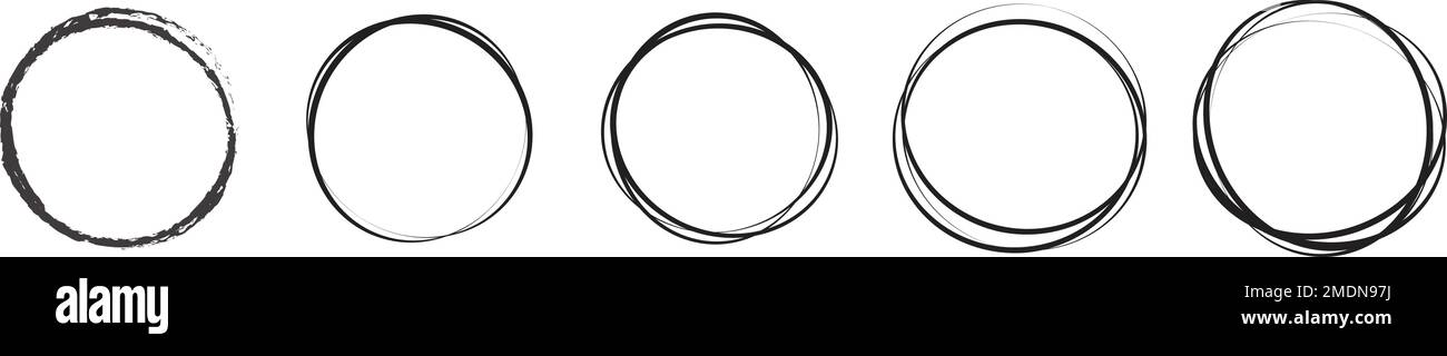 Set of Hand drawn circle line sketch. Collection Vector circular ...