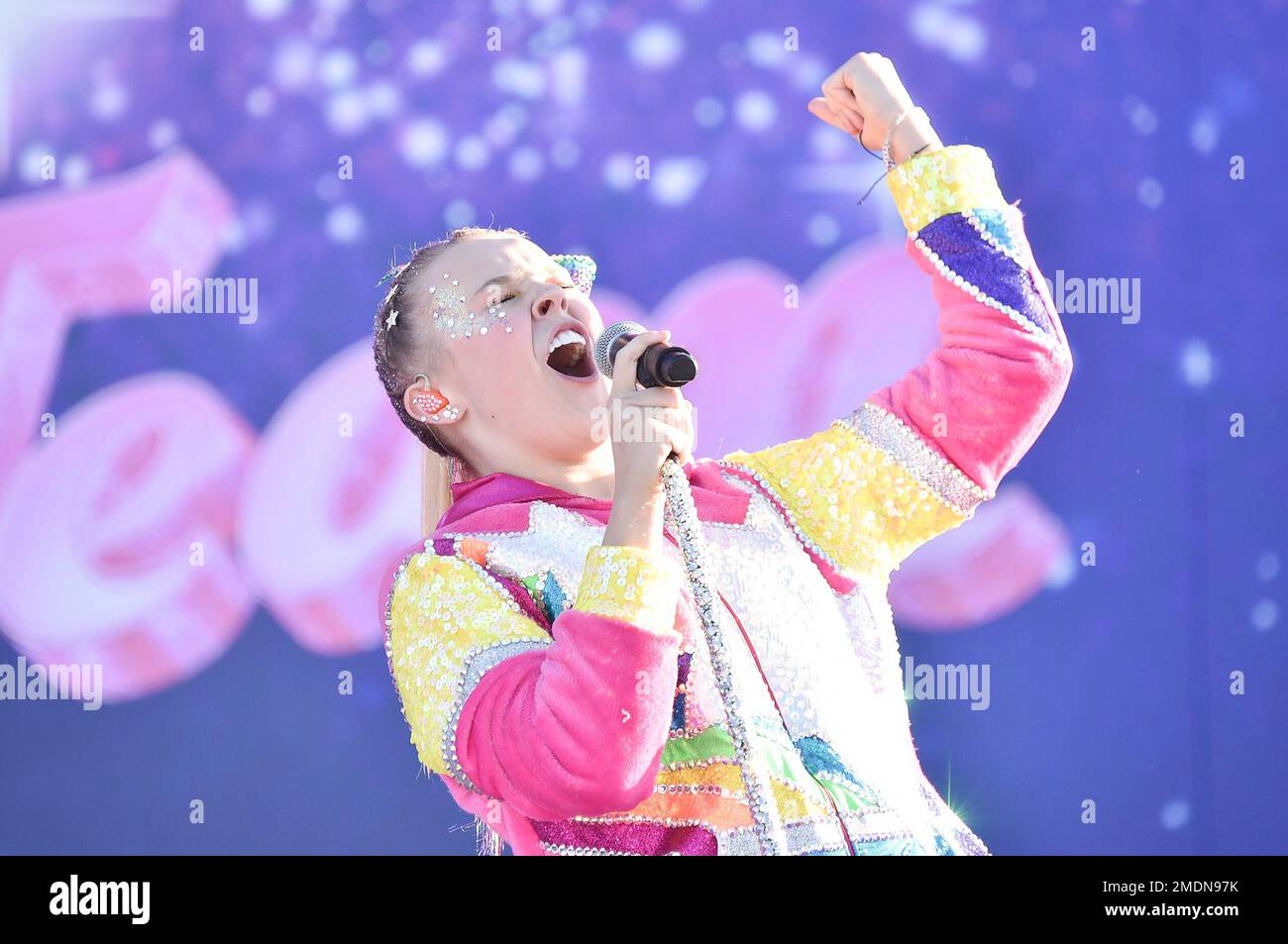 JoJo Siwa performs onstage before the drive-in premiere of JoJo Siwa's ...