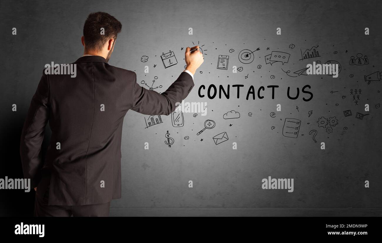 businessman drawing a creative idea sketch Stock Photo - Alamy