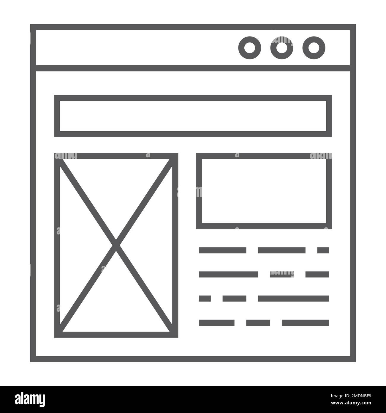 Layout thin line icon, website and design, template window sign, vector graphics, a linear ...
