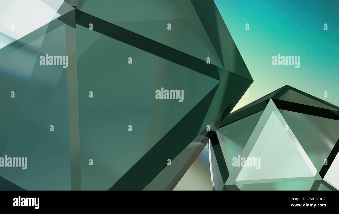 green gemstone angular deformed hexagonal three dimensional abstract ...