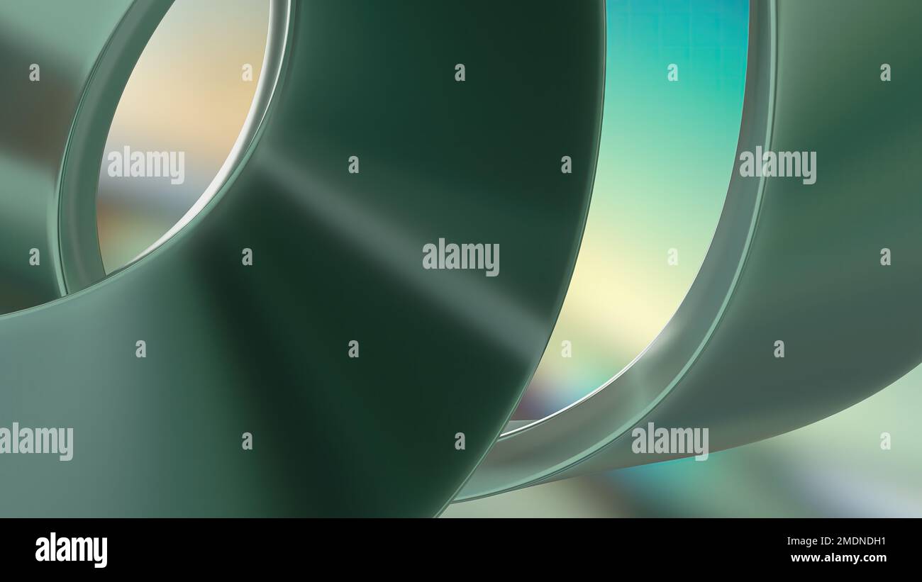 Green intertwined glassy objects in bends Abstract, dramatic ...