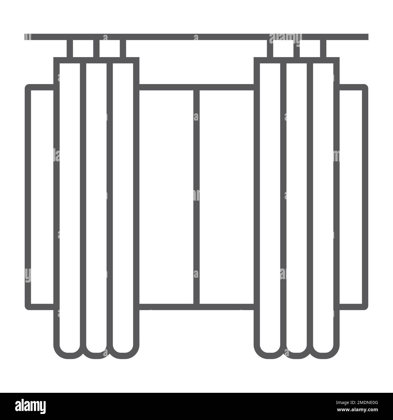 Curtains thin line icon, furniture and home, window sign, vector ...