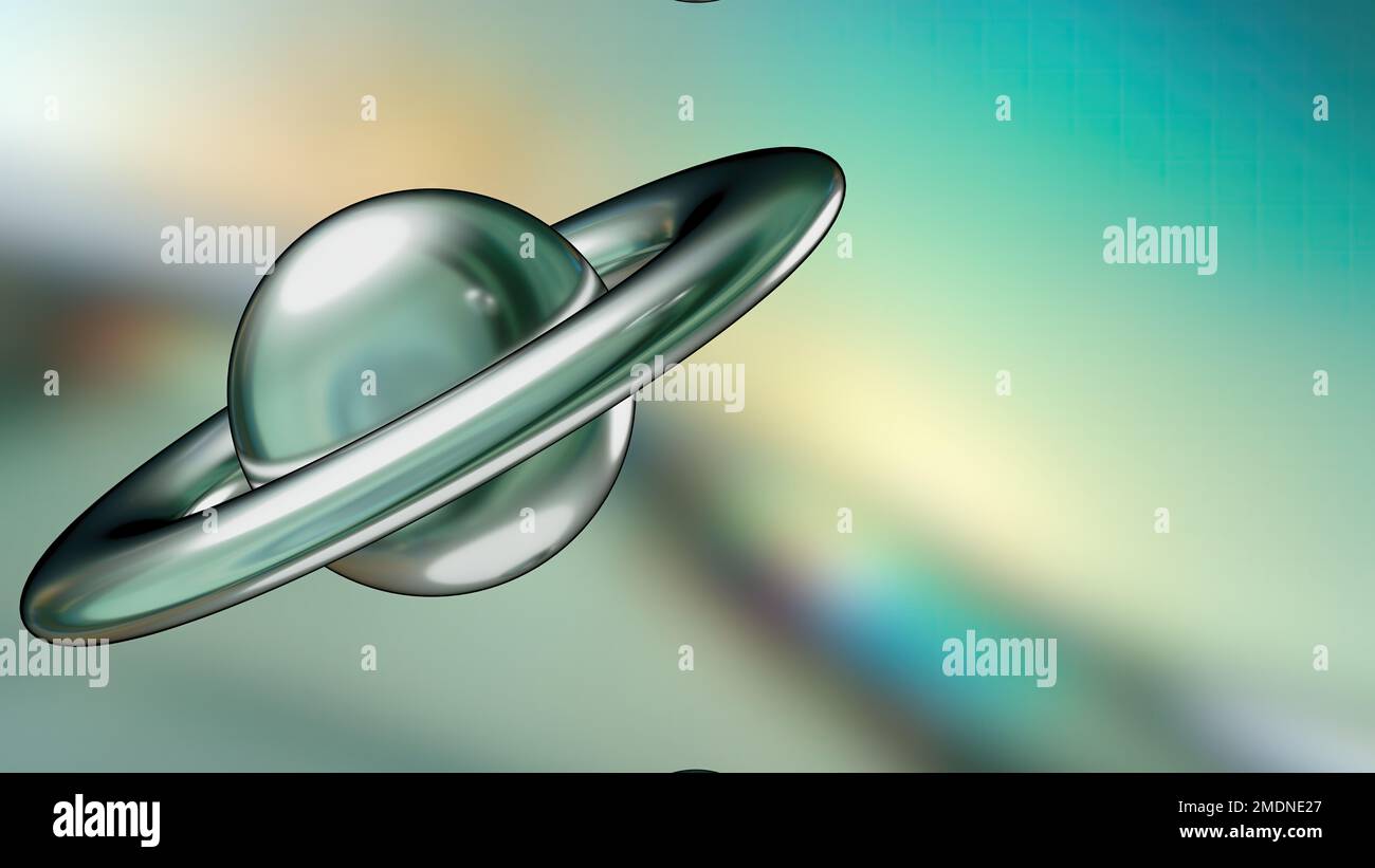 green metallic model of Saturn like modern art abstract dramatic ...