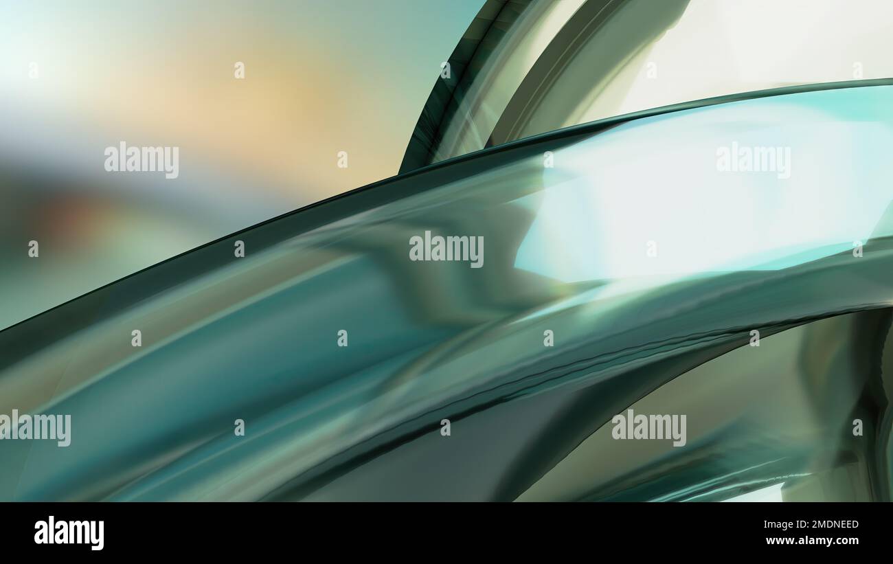 green glassy object with beautiful wavy Bezier curves abstract ...