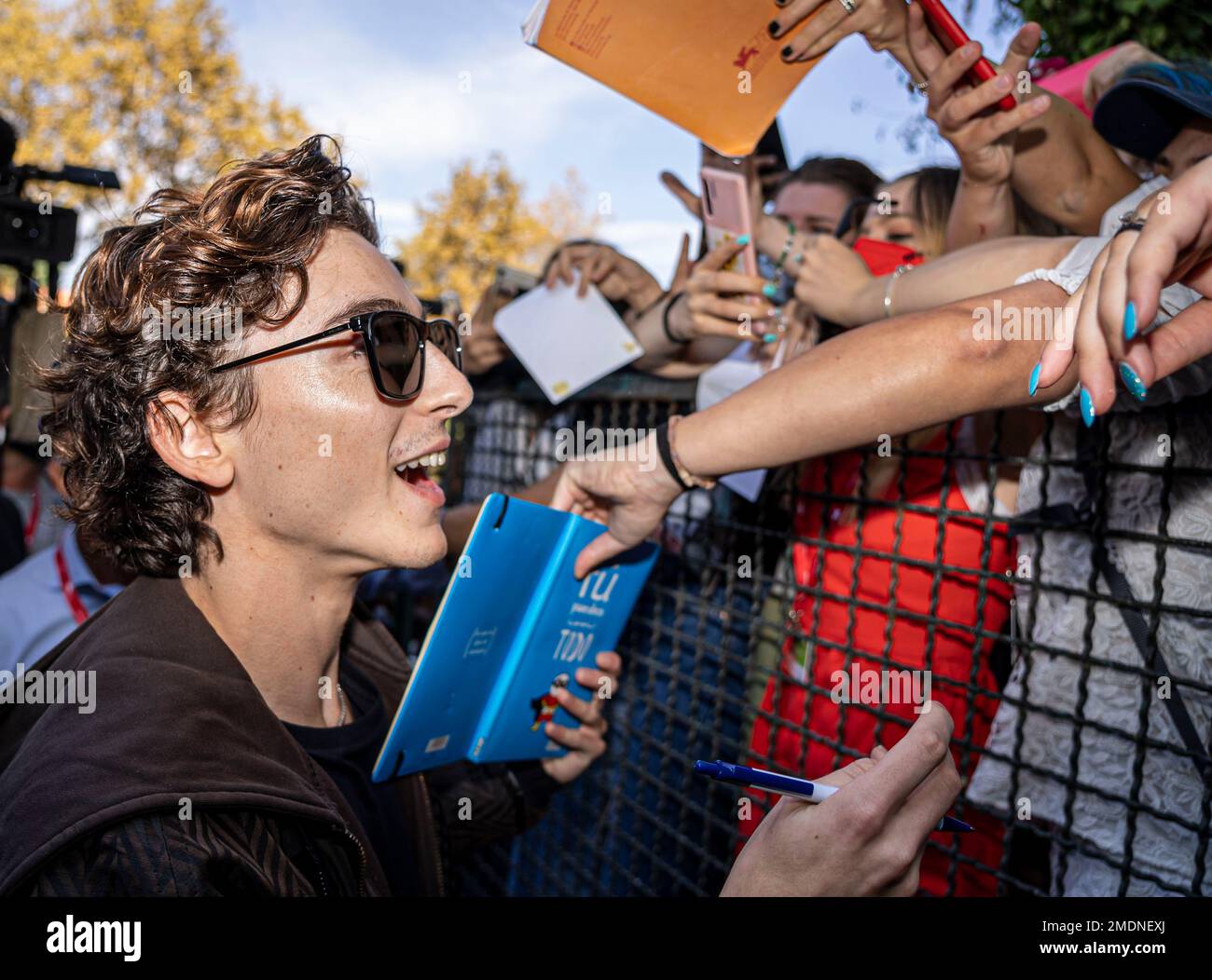 Actor Timothée Chalamet signs autographs upon arrival for the photo ...