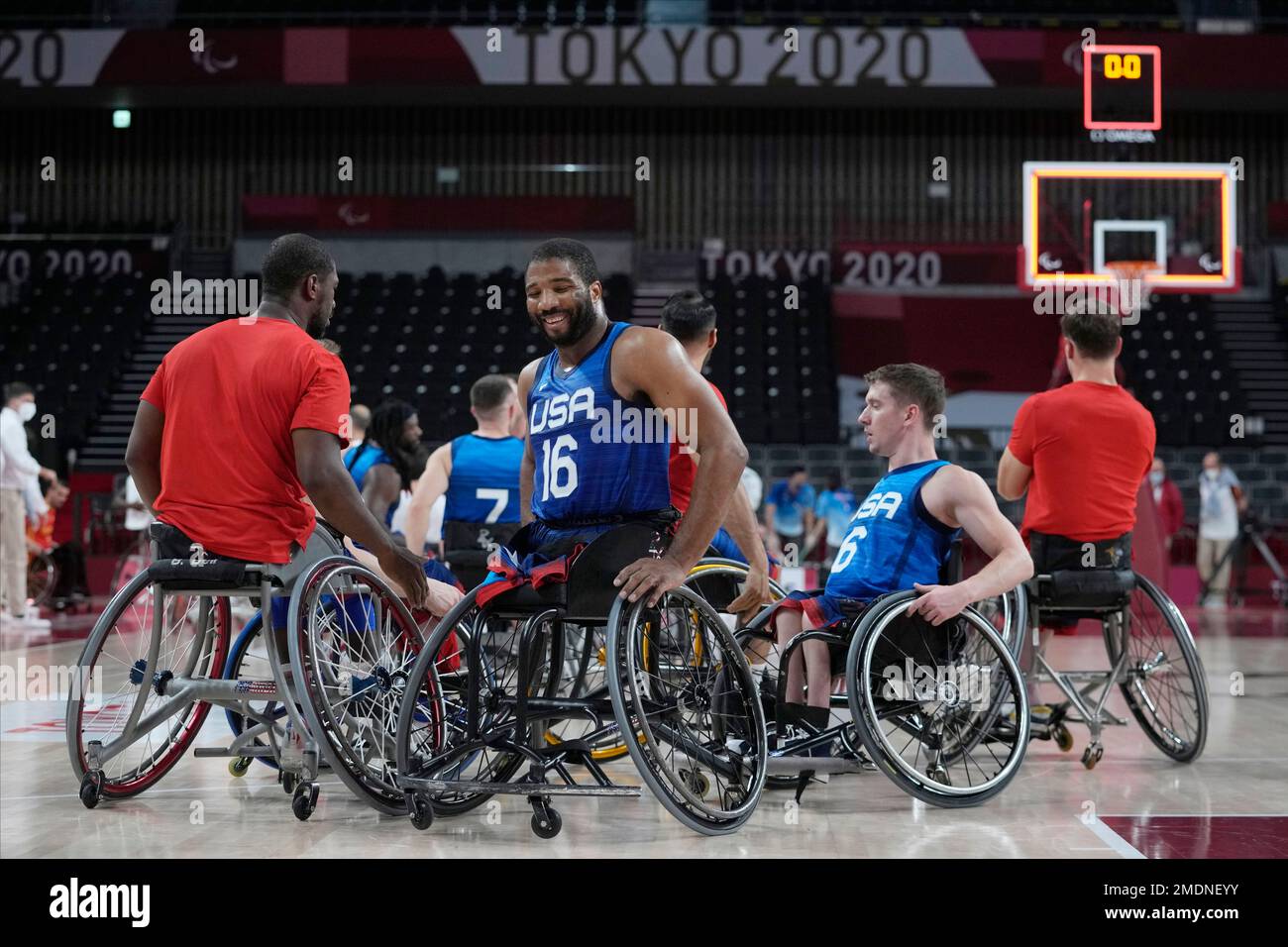 United States' Trevon Jenifer (16) celebrates with his teammates after ...