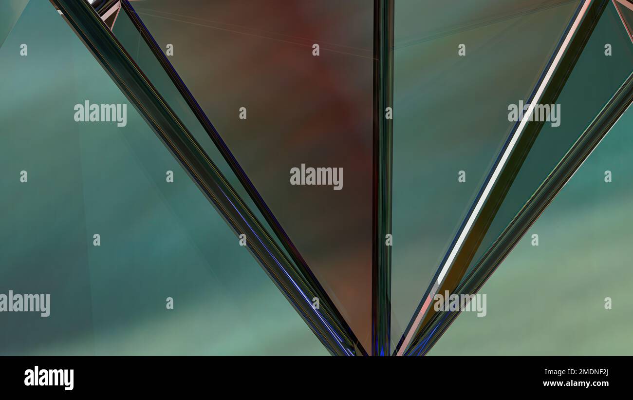 Green glassy Tryangle composed linear abstract dramatic passionate ...