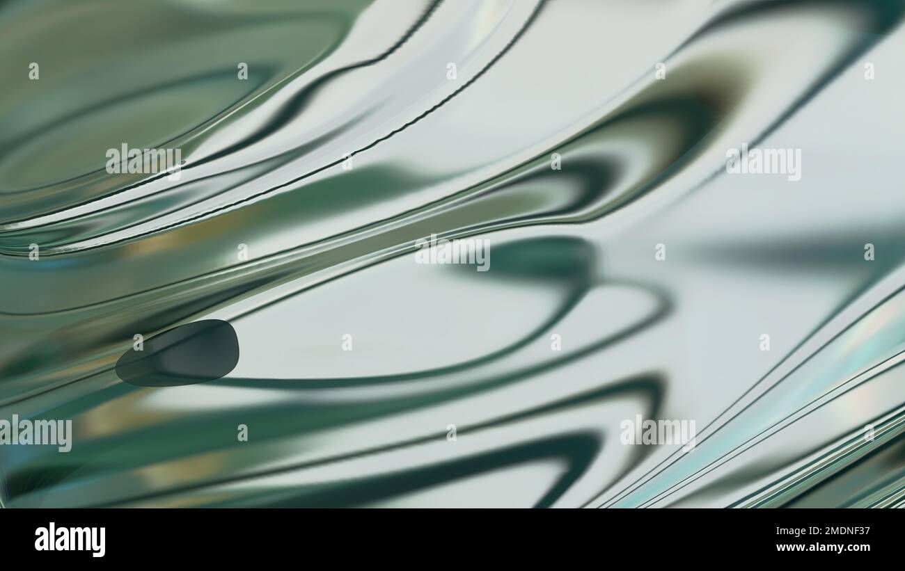 Green metallic organic river flow with wave-like pattern Abstract ...