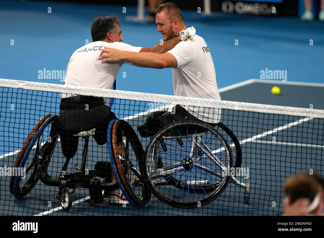 France's Stephane Houdet, left, and Nicolas Peifer celebrate, winning ...