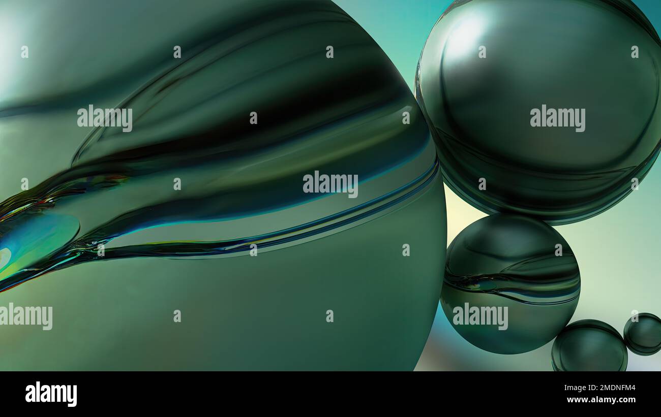 green patterned spheres geometry leaning together abstract, dramatic ...