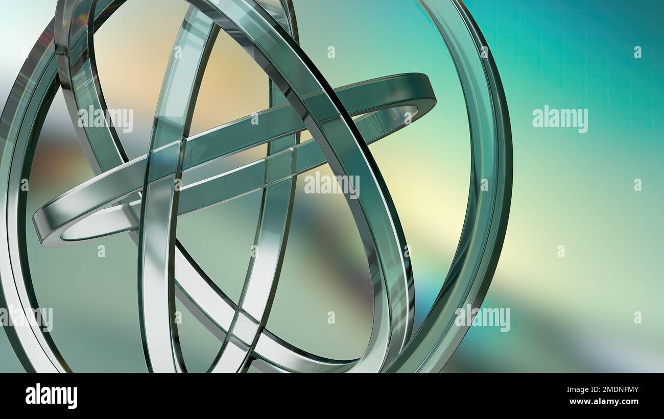 green rotating rings overlapping contemporary art abstract, dramatic ...