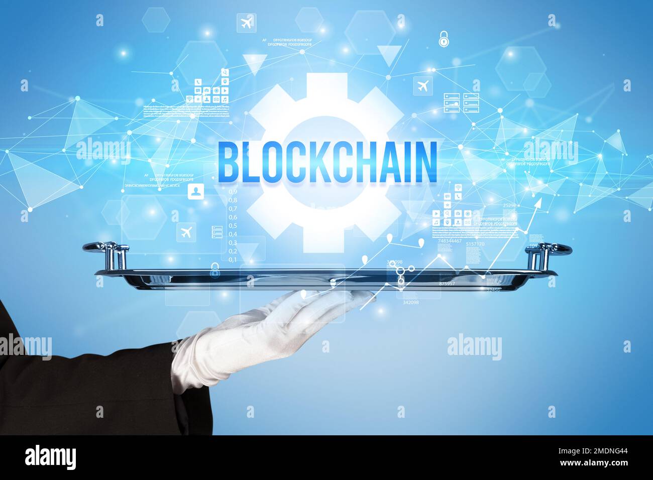 Waiter serving new technology concept Stock Photo - Alamy